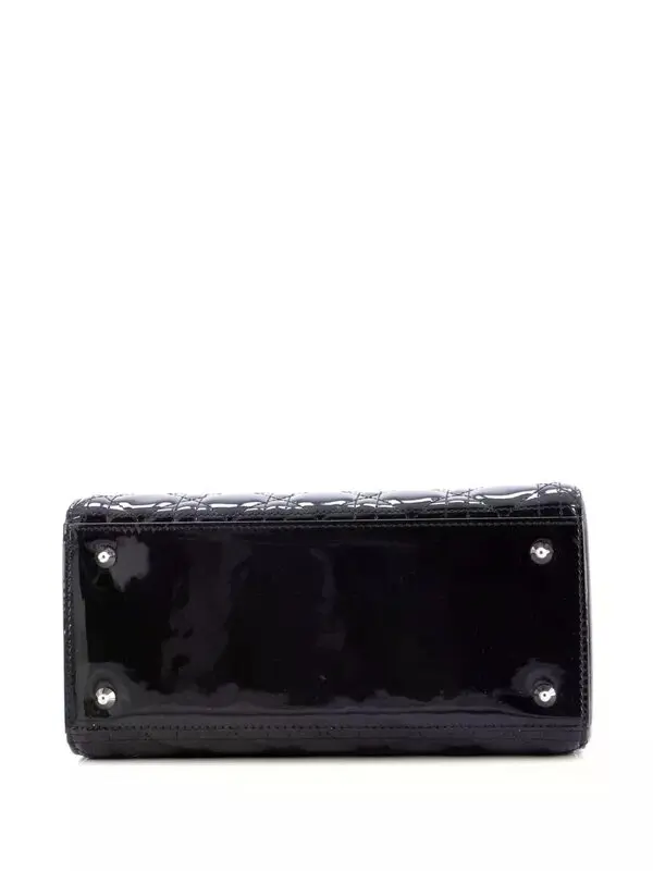 Dior Lady Medium Satchel Cannage Quilt Patent - Black