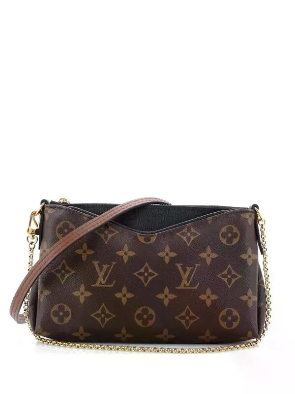 LOUIS VUITTON Pallas Monogram Canvas Leather Clutch Bag - Brown