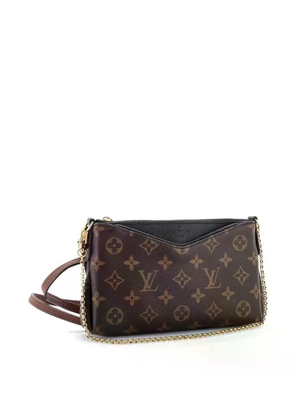 LOUIS VUITTON Pallas Monogram Canvas Leather Clutch Bag - Brown