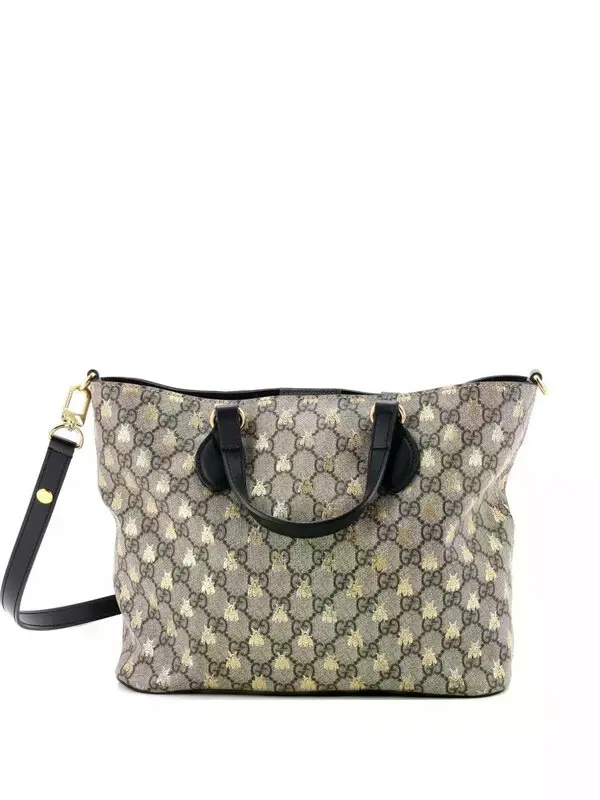 Gucci Convertible Soft Printed Gg Coated Canvas Small Tote Bag - Black