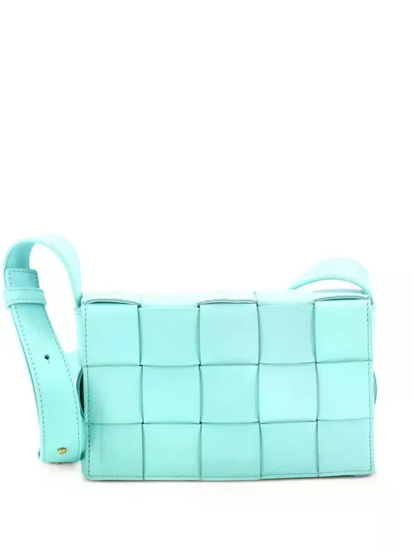 Bottega Veneta Cassette Maxi Intrecciato Leather Crossbody Bag - Blue