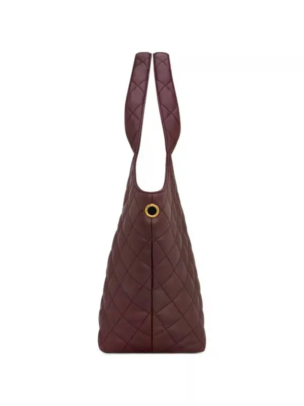 Saint Laurent Quilted Logo Leather Shopping Tote - Red