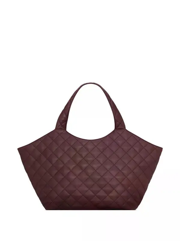 Saint Laurent Quilted Logo Leather Shopping Tote - Red