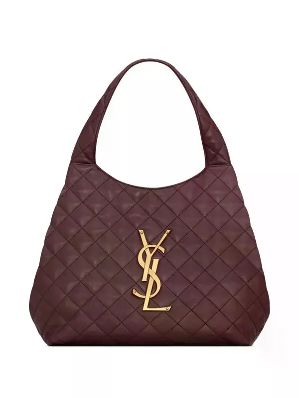 Saint Laurent Quilted Logo Leather Shopping Tote - Red