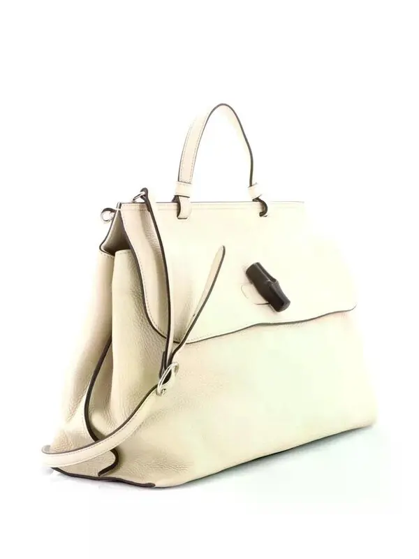 Gucci Bamboo Daily Top Handle Large Satchel - Neutrals