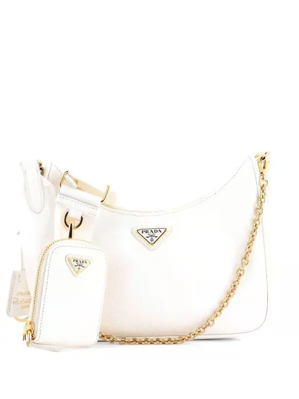 Prada Re-edition 2005 Saffiano Leather Shoulder Bag - White