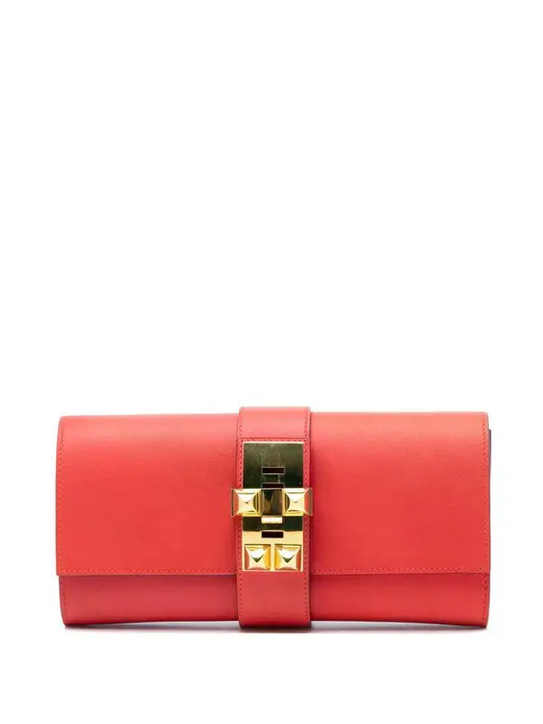Hermès 2017 Tadelakt Medor 23 Clutch - Red