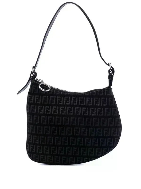 Fendi 2000-2010 Zucchino Canvas Oyster Shoulder Bag