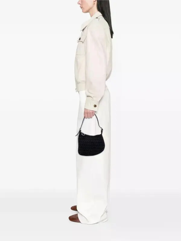 Fendi 2000-2010 Zucchino Canvas Oyster Shoulder Bag