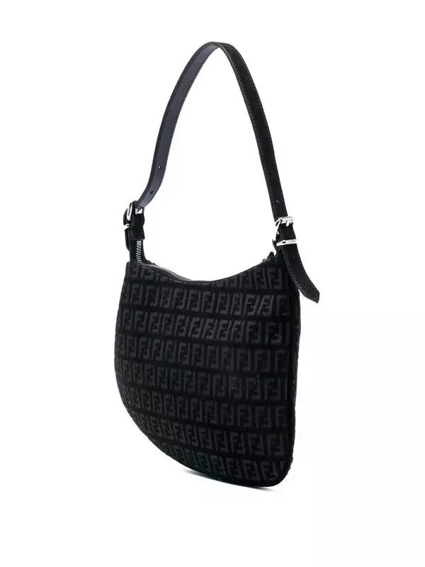 Fendi 2000-2010 Zucchino Canvas Oyster Shoulder Bag