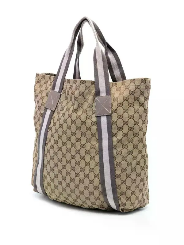 Gucci Gg Canvas Web Tote Bag - Brown