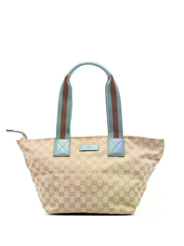 Gucci Gg Canvas Web Tote Bag - Brown
