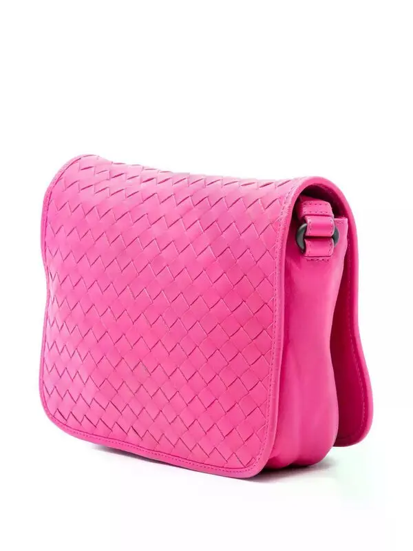 Bottega Veneta Nappa Intrecciato Flap Crossbody Bag - Pink