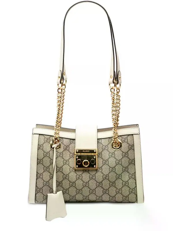 Gucci Small Gg Supreme Padlock Tote Bag - Brown