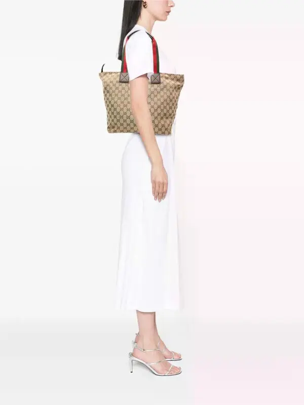 Gucci Gg Canvas Web Tote Bag