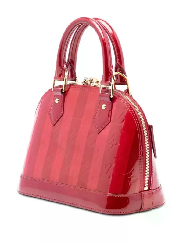 LOUIS VUITTON 2012 Monogram Vernis Rayures Alma Bb Satchel - Red