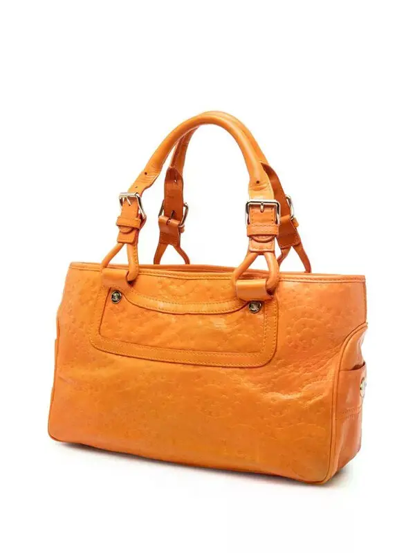 Celine 2000-2020 Spiraling Macadam Embossed Leather Boogie Handbag - Orange