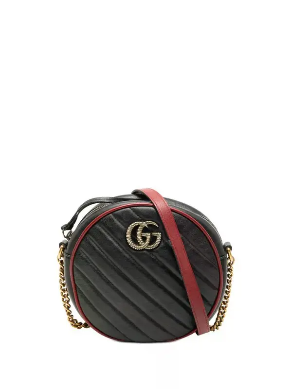 Gucci Mini Gg Marmont Matelasse Leather Torchon Round Crossbody Bag - Black