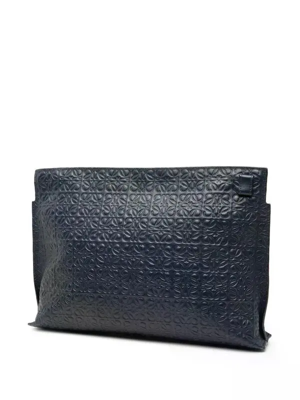 Loewe 2015 Embossed Anagram Leather T Clutch - Blue