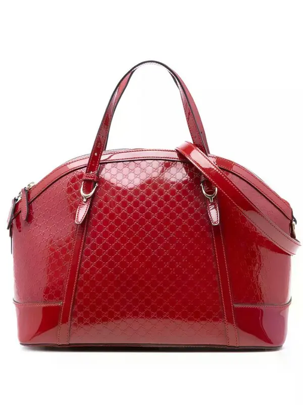 Gucci Large Guccissima Patent Dome Satchel - Red