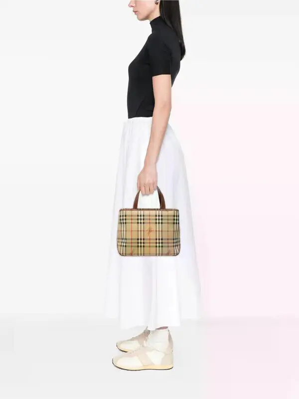 Burberry 2000-2017 Haymarket Check Tote Bag - Brown