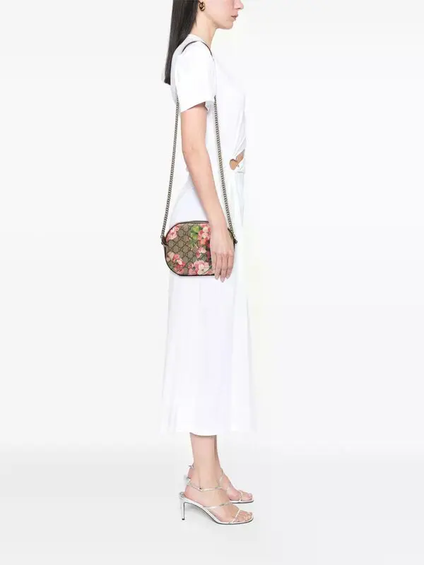 Gucci Mini Gg Supreme Blooms Chain Crossbody Bag - Brown