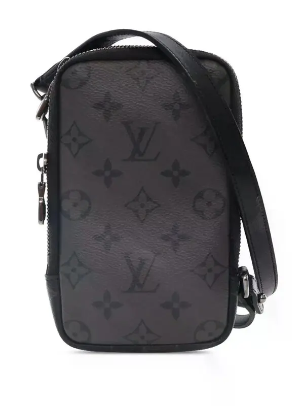 LOUIS VUITTON Monogram Eclipse Reverse Double Phone Pouch Crossbody Bag - Black