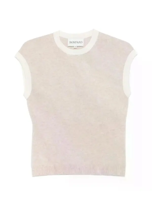 Eric Bompard Short-sleeve Vest With Ribbed Trims - Neutrals
