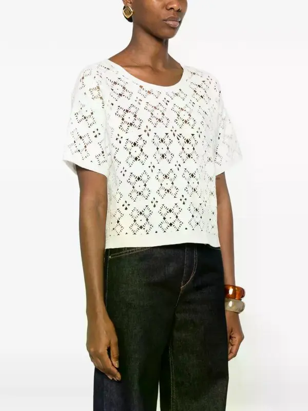 Eric Bompard Openwork Crochet Blouse