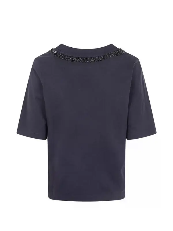 Seventy Embellished Neck T-shirt - Blue