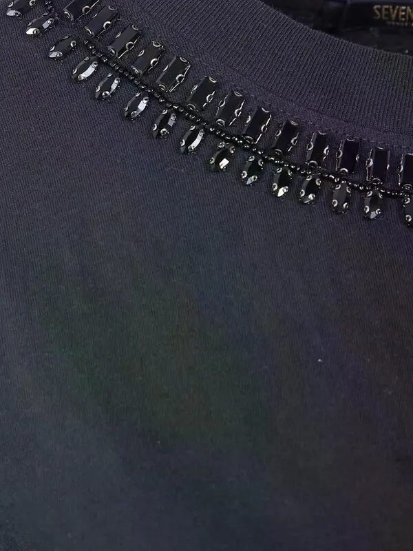 Seventy Embellished Neck T-shirt - Blue