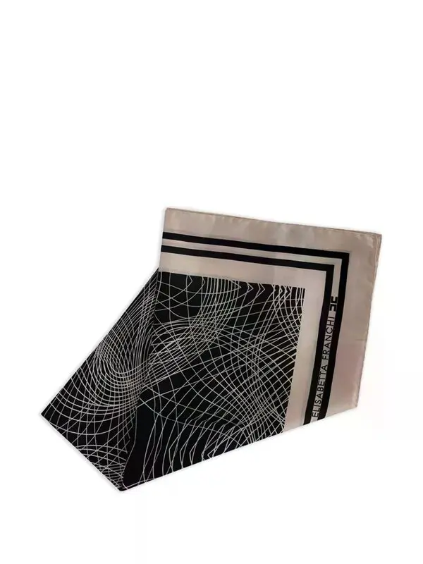Elisabetta Franchi Silk Foulard Scarf With Abstract Print - Black