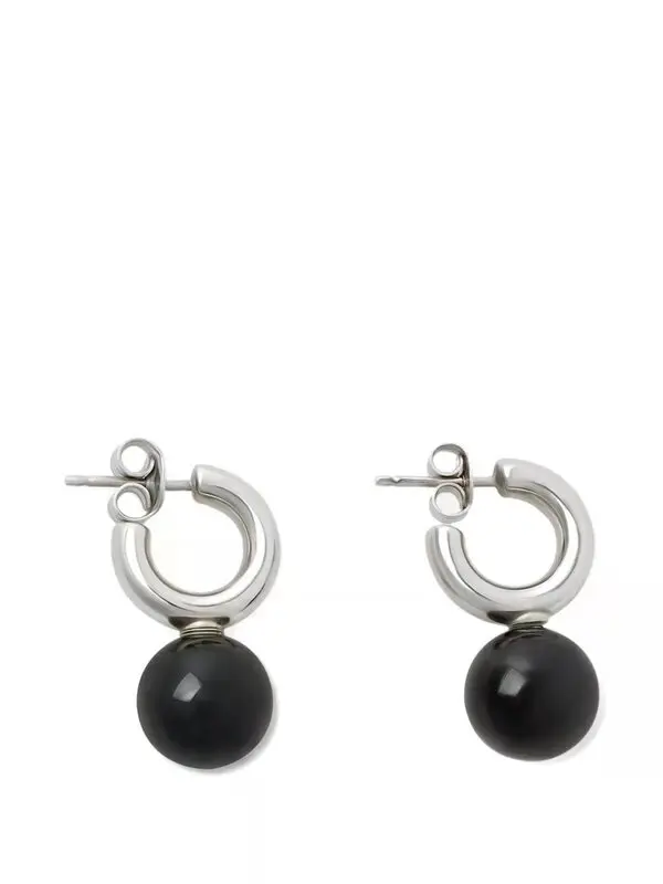 LEMAIRE Onyx Sphere Hoop Earrings - Silver