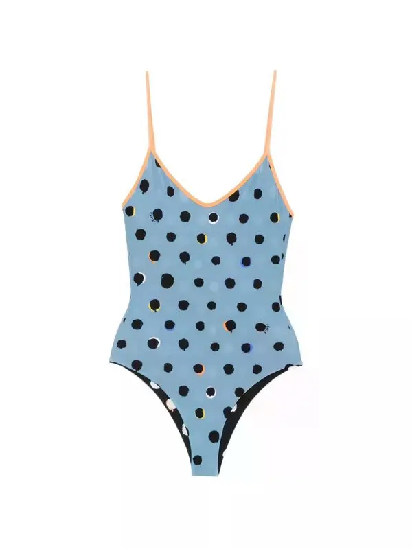 Fendi Polka Dot Print Swimsuit - Blue
