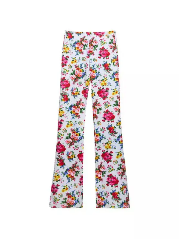 MSGM Floral Flared Trousers - White
