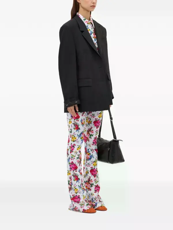 MSGM Floral Flared Trousers - White