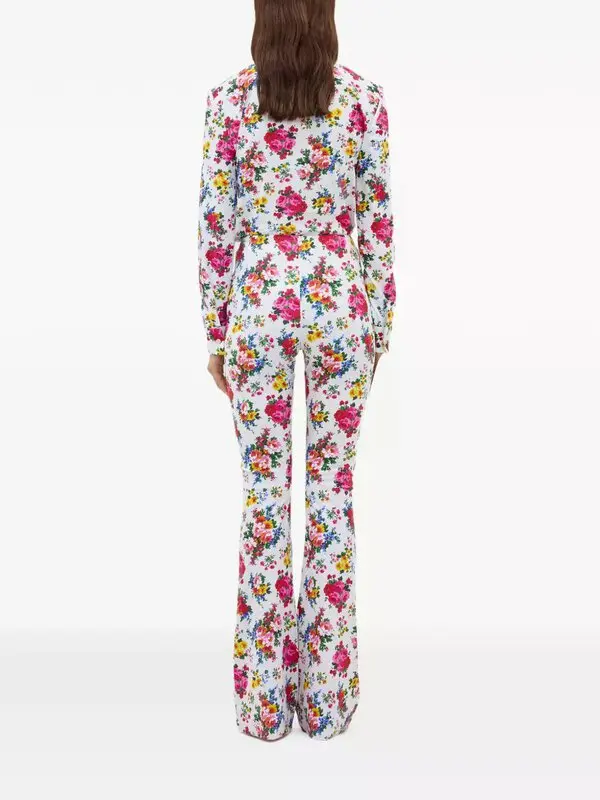 MSGM Floral Flared Trousers - White