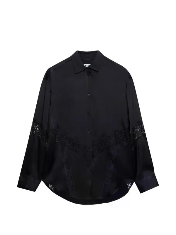 MSGM Lace Panel Long Sleeve Shirt