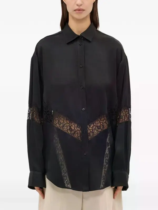 MSGM Lace Panel Long Sleeve Shirt
