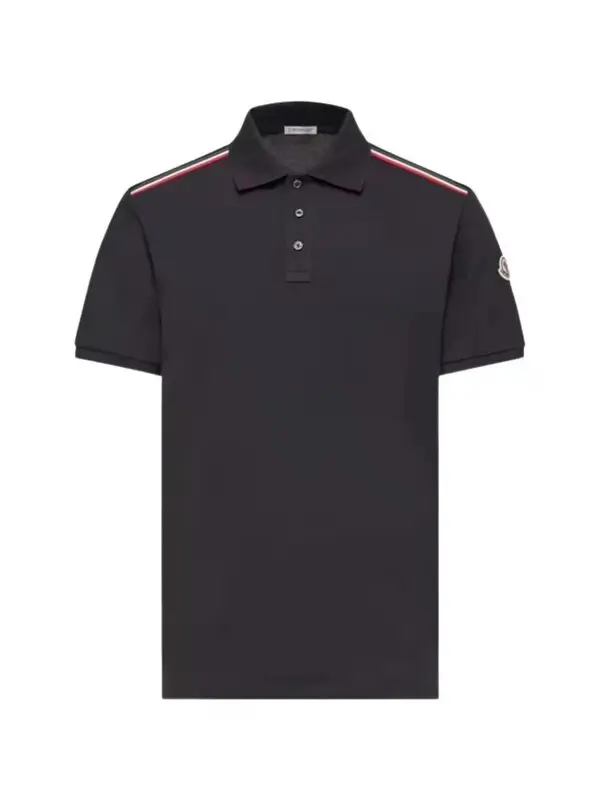 Moncler Logo-patch Striped-trim Polo Shirt