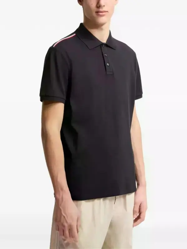 Moncler Logo-patch Striped-trim Polo Shirt