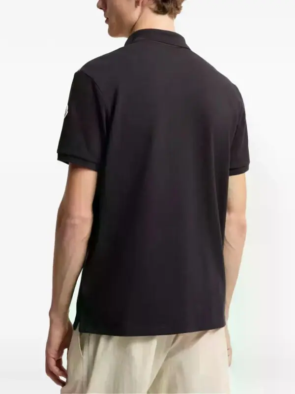 Moncler Logo-patch Striped-trim Polo Shirt