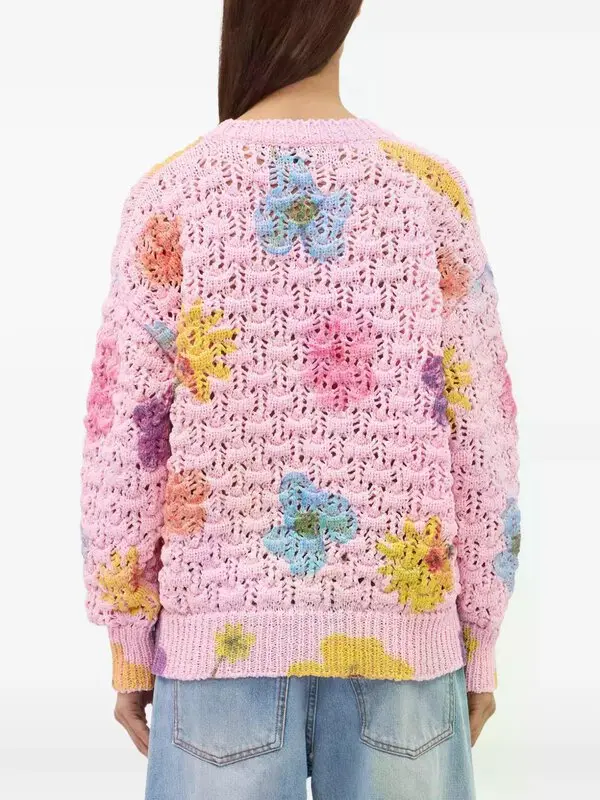 MSGM Floral-embellished Knit Sweater - Pink
