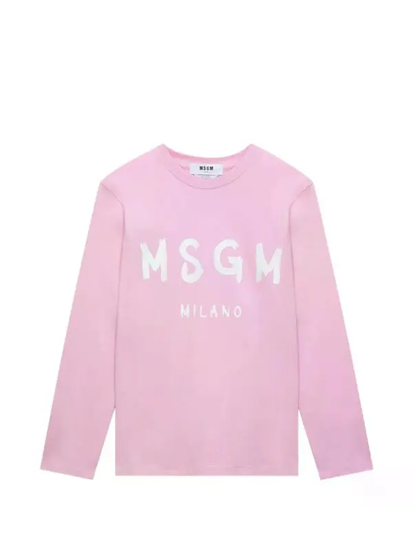 MSGM Logo-print Long-sleeve T-shirt - Pink