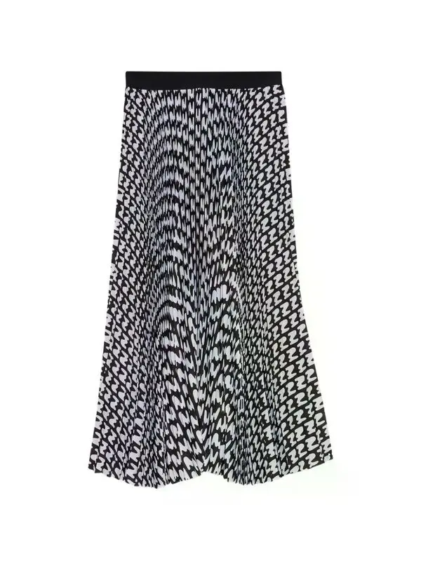 MSGM Printed Midi Pleated Skirt - Black