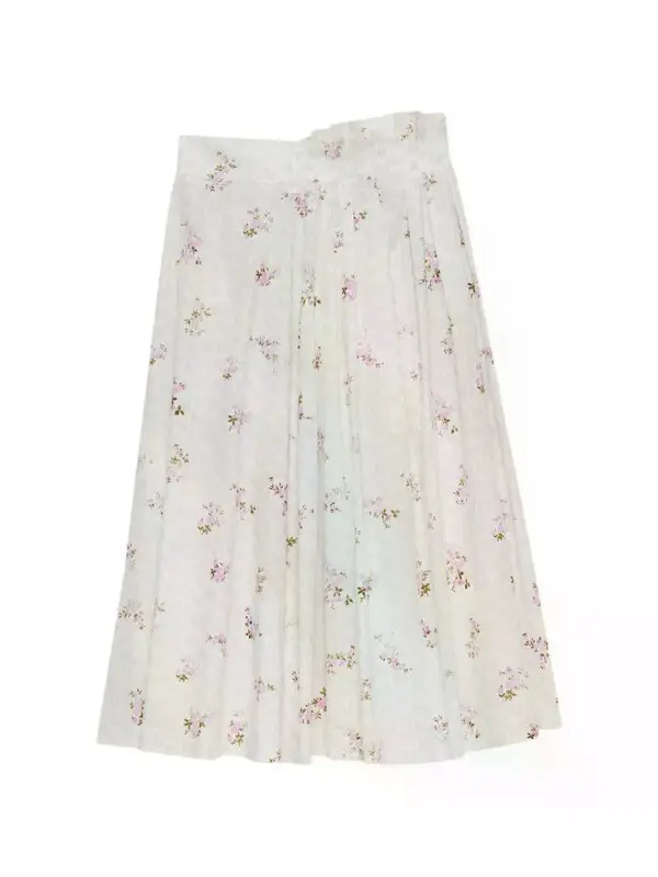 MSGM Floral-print Pleated Midi Skirt