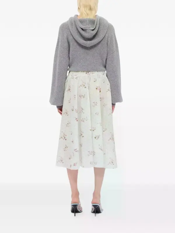 MSGM Floral-print Pleated Midi Skirt