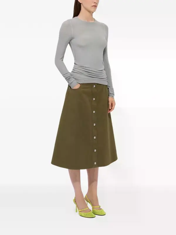 MSGM Buttoned A-line Midi Skirt - Green