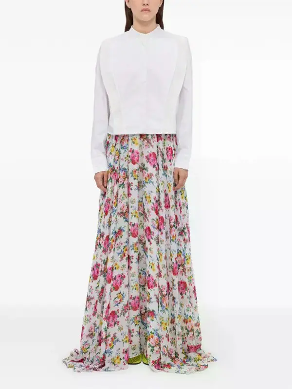 MSGM Floral Pleated Maxi Skirt