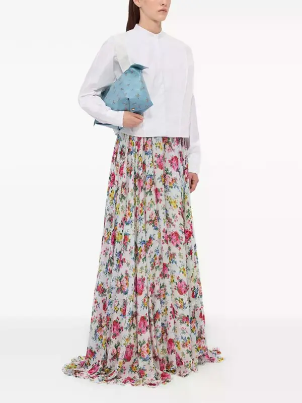 MSGM Floral Pleated Maxi Skirt